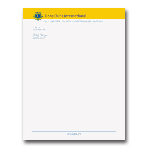 LIONS CLUB LETTERHEAD - Lions Clubs International